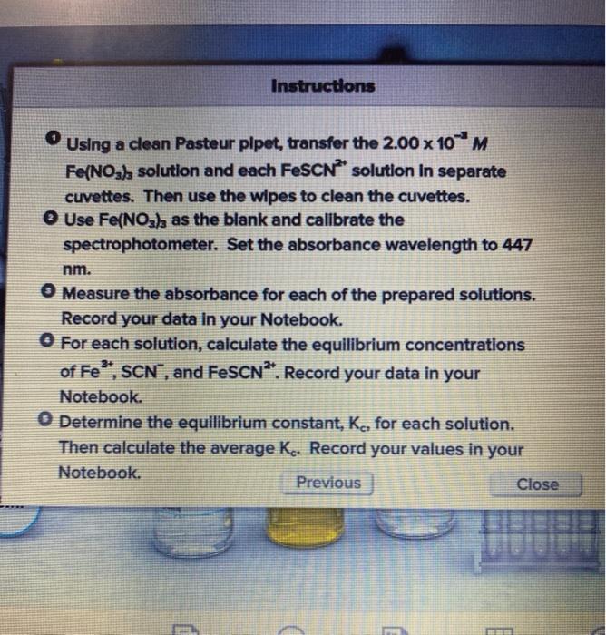 Spectrophotometric determination of (FeSCN2+1 | Chegg.com