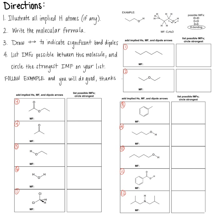 Solved EXAMPLE: H H possible IMFs: ID-ID D-ID HH H-bonding | Chegg.com