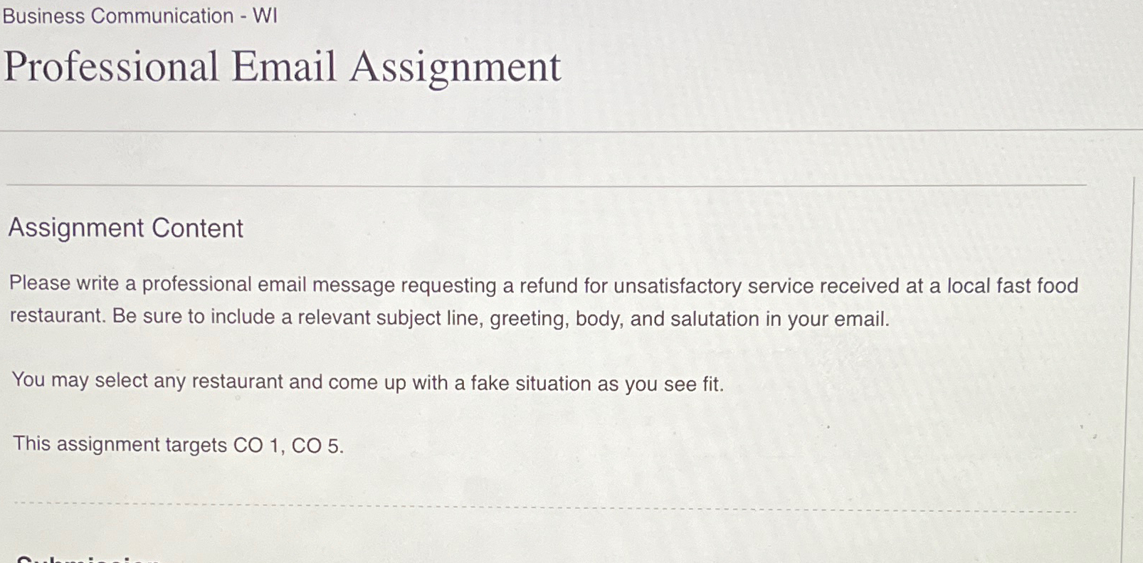 Solved Business Communication - ﻿WIProfessional Email | Chegg.com