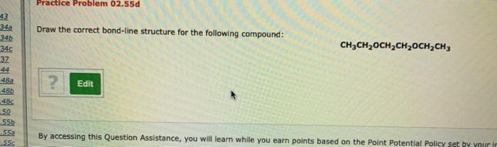 Solved Practice Problem 02.55d 13 Draw the correct bond-line | Chegg.com