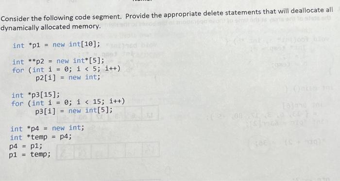 Solved Consider the following code segment. Provide the | Chegg.com