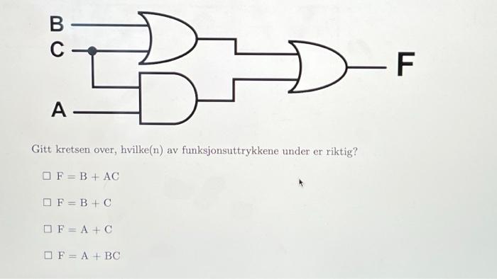 Solved Gitt kretsen over, hvilke(n) av funksjonsuttrykkene | Chegg.com