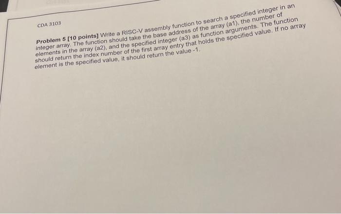 Solved CDA 3103 integer array. The function should take the | Chegg.com