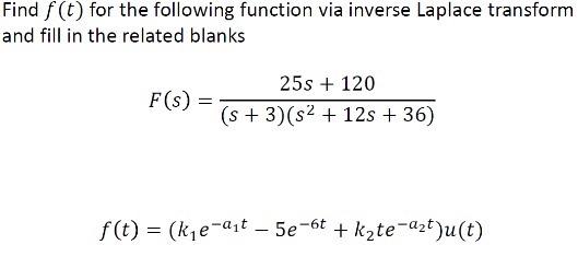 Solved Find f(t) for the following function via inverse | Chegg.com