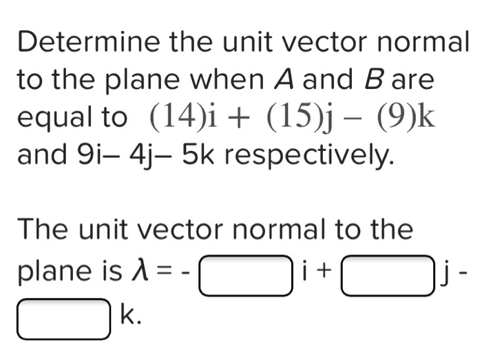 Solved Determine the unit vector normal to the plane when A | Chegg.com