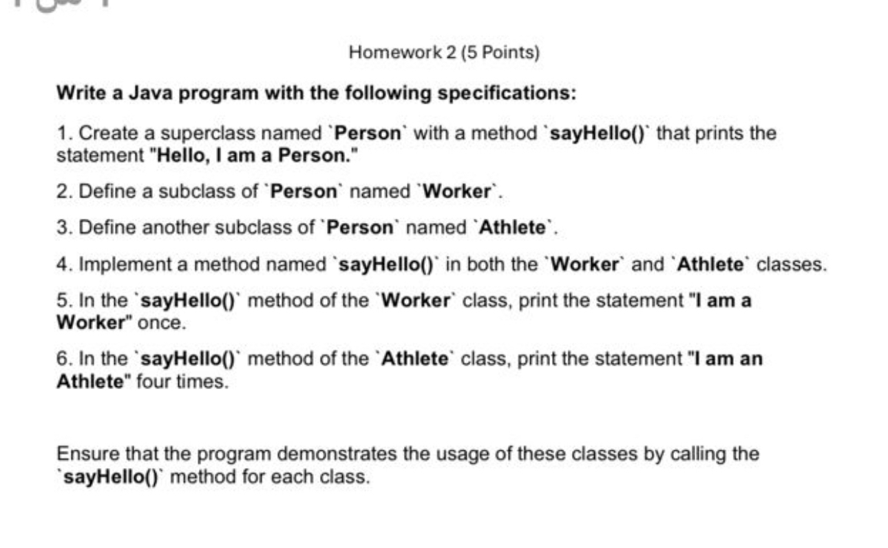 Solved Homework 2 (5 ﻿Points)Write a Java program with the | Chegg.com