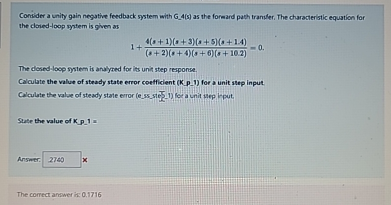 Solved Consider a unity gain negative feedback system with | Chegg.com