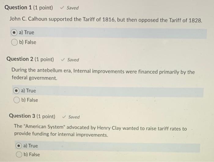 John C. Calhoun supported the Tariff of 1816 , but | Chegg.com