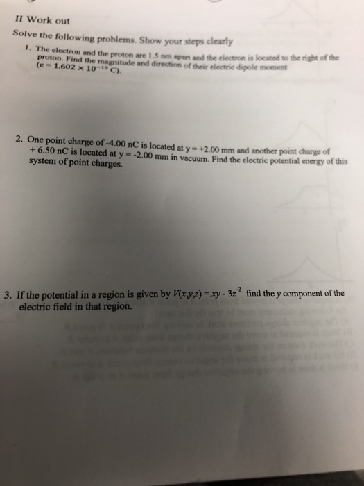 Solved II Work out Solve the following problems. Show your | Chegg.com