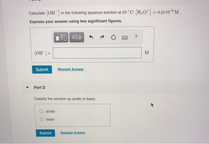 Solved Calculate (OH") in the following aqueous solution at | Chegg.com