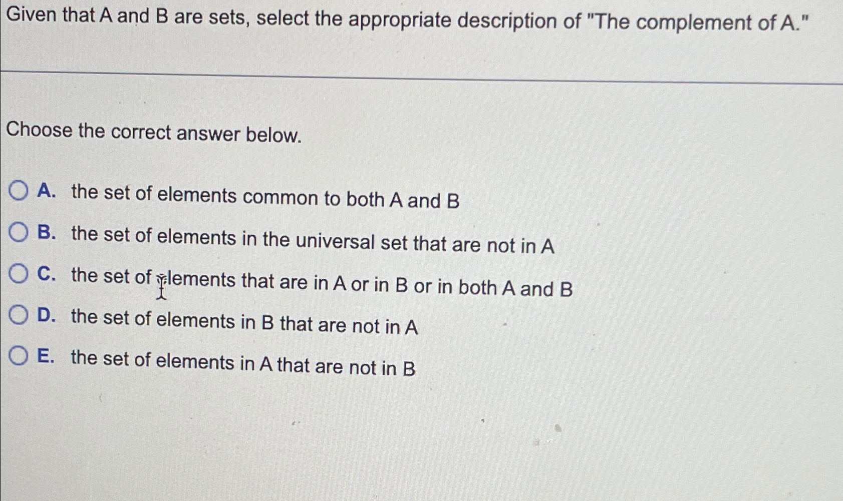 Given that A and B ﻿are sets, select the appropriate | Chegg.com