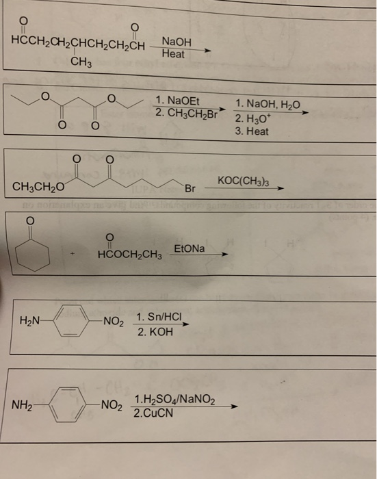 Solved HCCH2CH2CHCH2CH2CH NAOH CH3 Heat 1. NaOEt 2. CH3CH2Br | Chegg.com