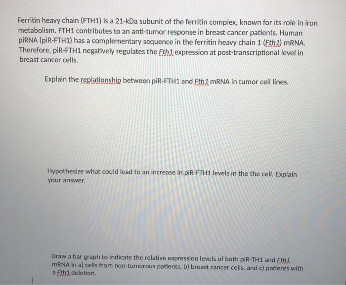 Solved Ferritin heavy chain (FTH1) is a 21-kDa subunit of | Chegg.com