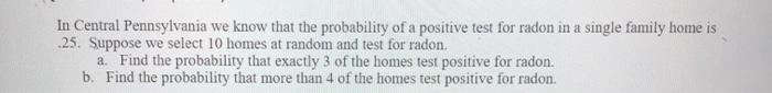 Solved In Central Pennsylvania we know that the probability | Chegg.com