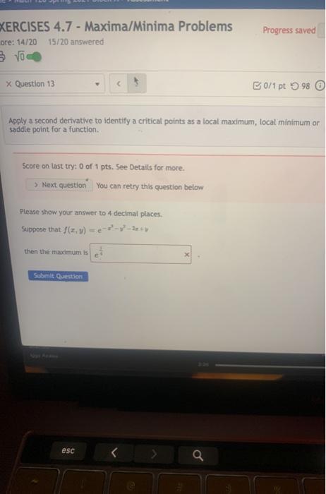 Solved XERCISES 4.7 - Maxima/Minima Problems ore: 14/20 | Chegg.com Solved XERCISES 4.7 - Maxima/Minima Problems ore: 14/20 | Chegg.com