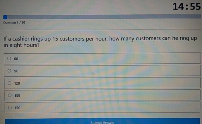 14:55Question 1 / 50If a cashier rings up 15 | Chegg.com