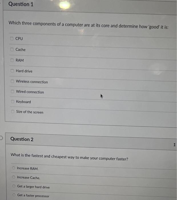 Solved Which three components of a computer are at its core | Chegg.com