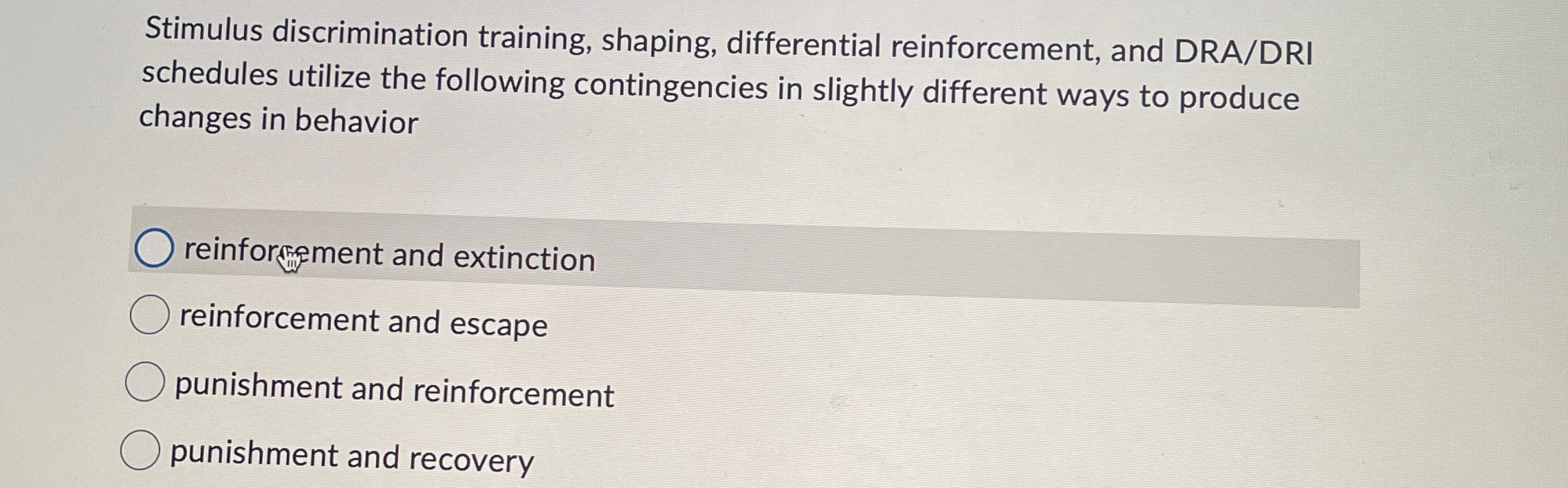 Solved Stimulus discrimination training, shaping, | Chegg.com
