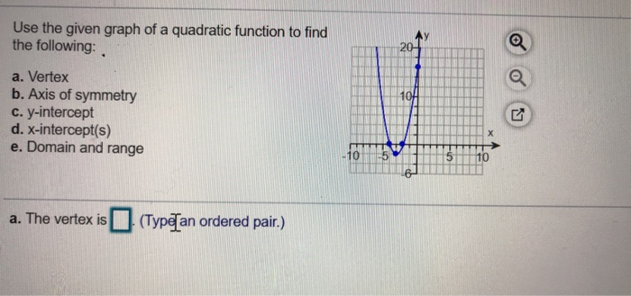 Solved Use the given graph of a quadratic function to find | Chegg.com