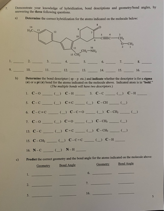 Solved Demonstrate your knowledge of hybridization, bond | Chegg.com