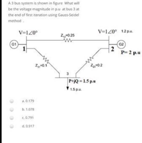 Solved A 3 bus system is shown in figure What will be the | Chegg.com