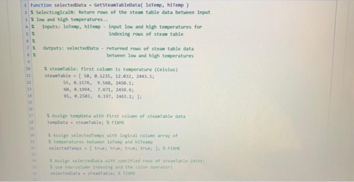 Solved Selecting Steam Table Data Using Relational