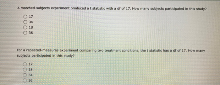 Solved A matched-subjects experiment produced at statistic | Chegg.com