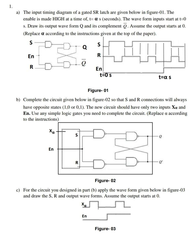 Solved 1. a) The input timing diagram of a gated SR latch | Chegg.com