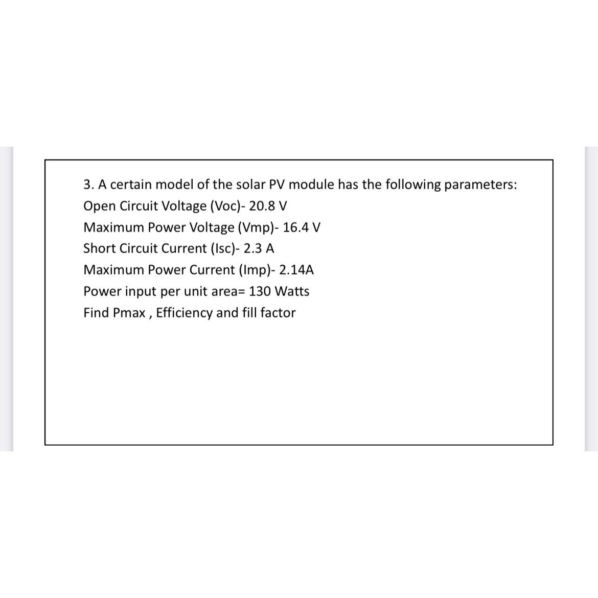 Solved A certain model of the solar PV module has the | Chegg.com