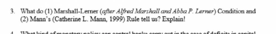 Solved 3. What do (1) Marshall-Lerner (after Alfred Marshall | Chegg.com