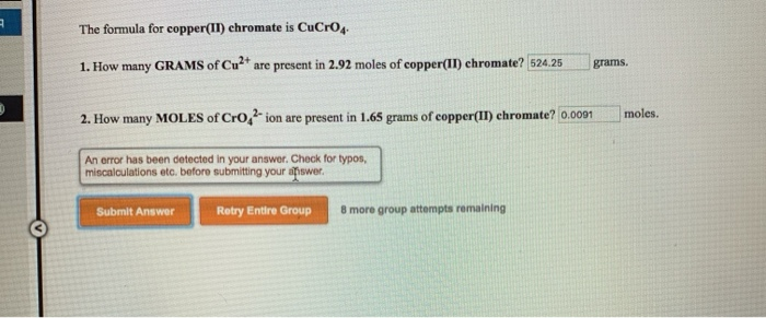 Solved The formula for copper(II) chromate is CuCros 1. How | Chegg.com
