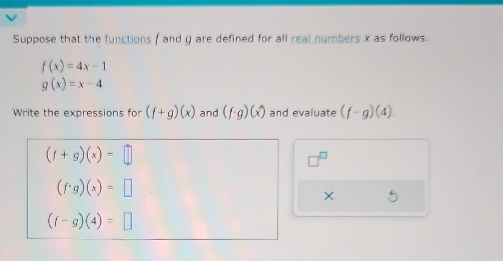 Solved Suppose that the functions / and g are defined for | Chegg.com