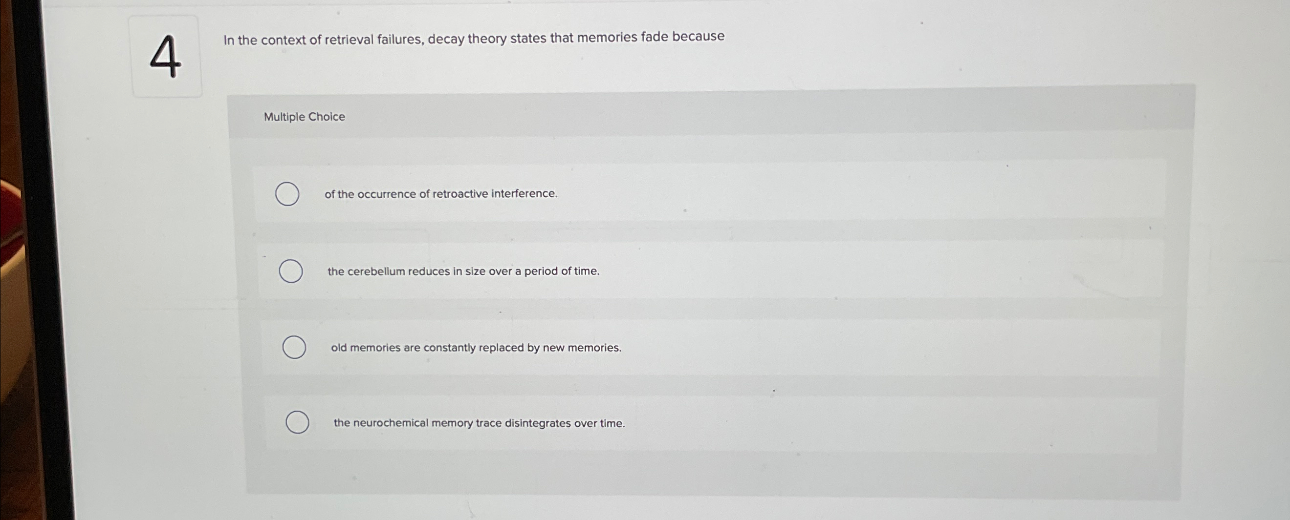 Solved 4In the context of retrieval failures, decay theory | Chegg.com
