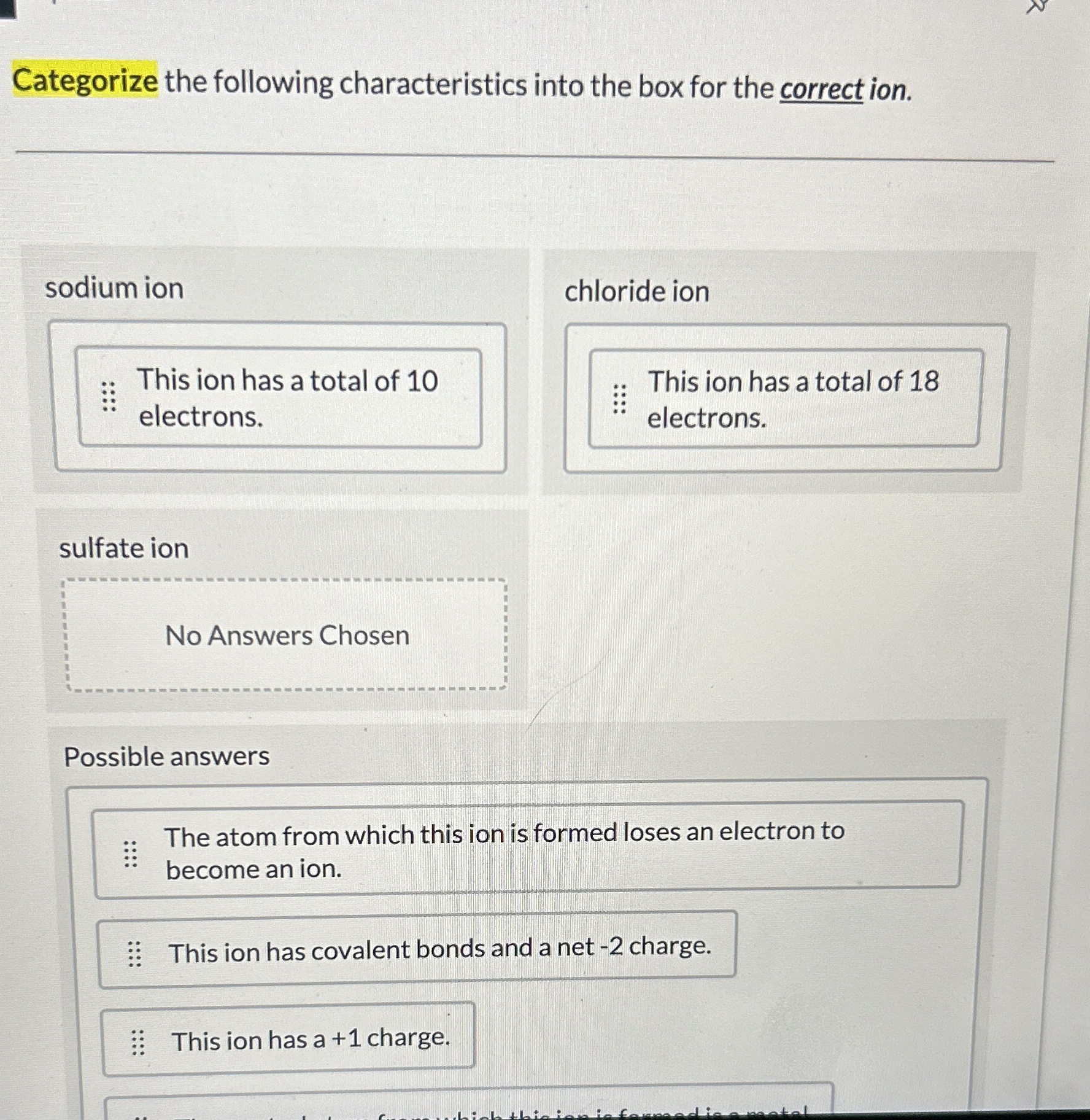 Solved Categorize the following characteristics into the box | Chegg.com