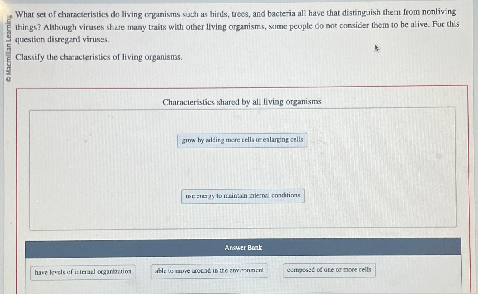 Solved What set of characteristics do living organisms such | Chegg.com