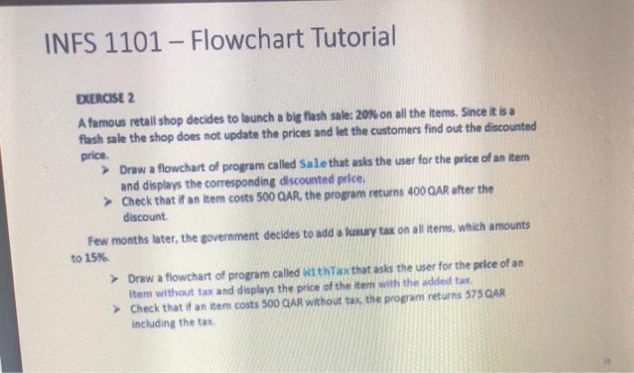 Solved INFS 1101 - Flowchart Tutorial EXERCISE 2 A famous | Chegg.com