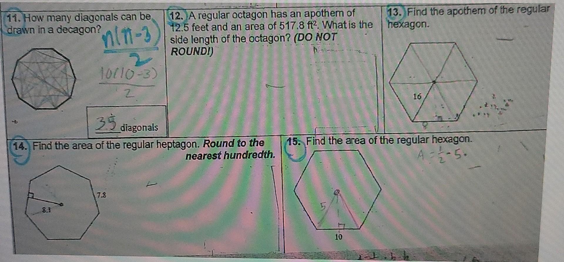 Solved 11. How many diagonals can be drawn in a decagon? 13. | Chegg.com