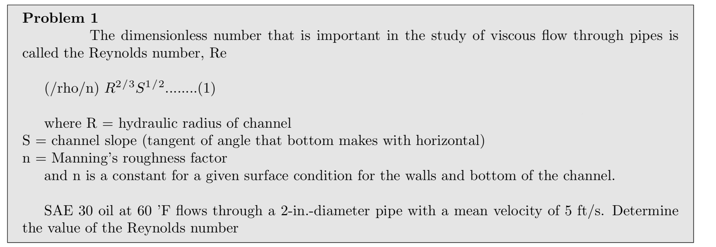 Solved Problem 1The dimensionless number that is important | Chegg.com