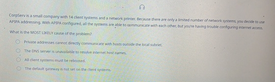 Solved CorpServ is a small compary with 14 ﻿client systems | Chegg.com