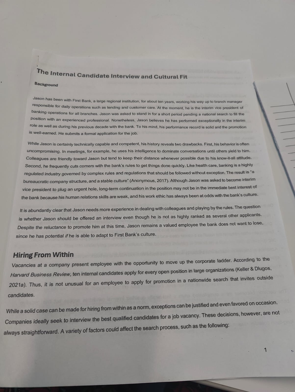 Solved The Internat Candidate Interview and Culturat | Chegg.com