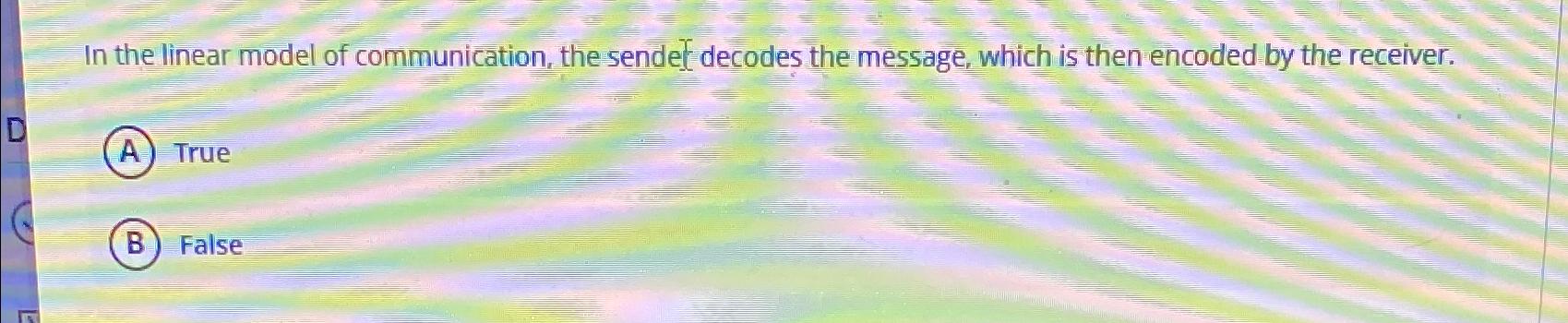 Solved In the linear model of communication, the sendel | Chegg.com