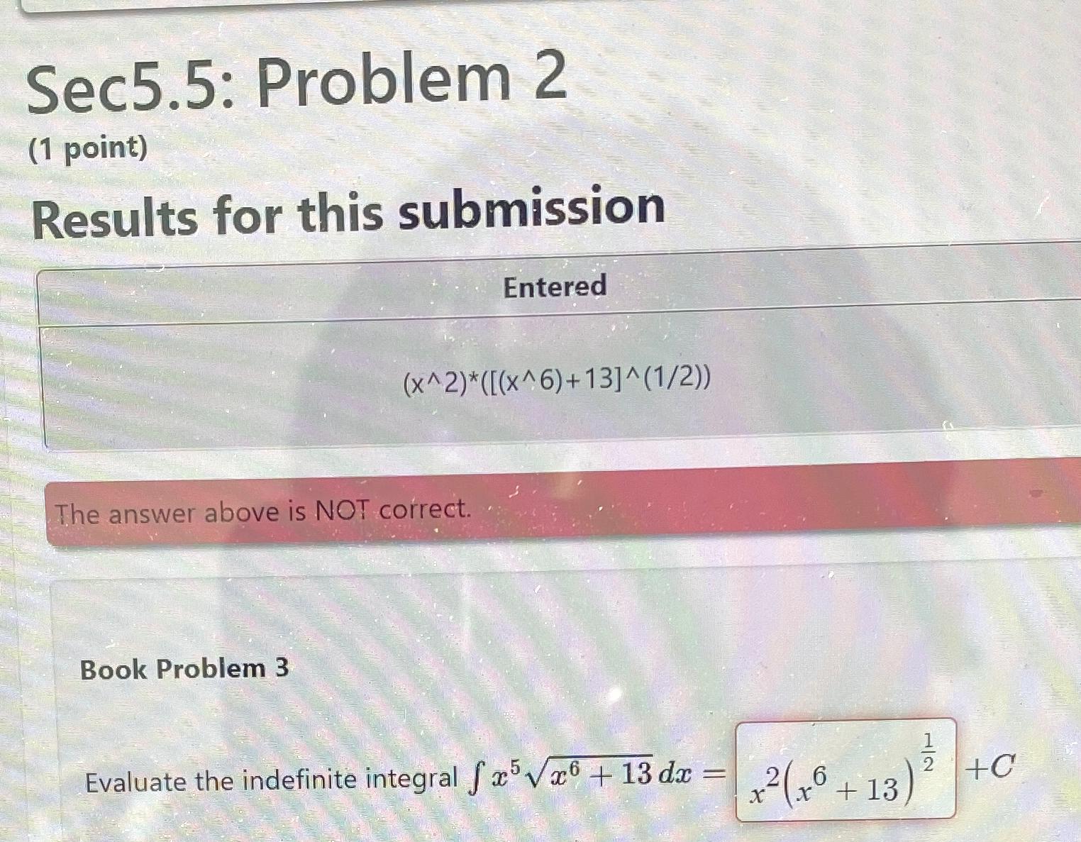 Solved Sec5.5: Problem 2(1 ﻿point)Results for this | Chegg.com