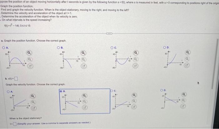 Solved Suppose the position of an object moving horizontally | Chegg.com