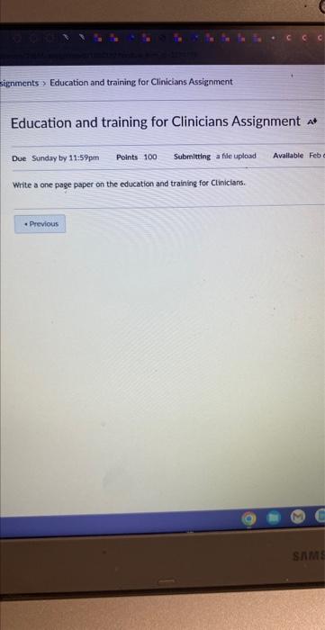 Solved Education and training for Clinicians Assignment At | Chegg.com