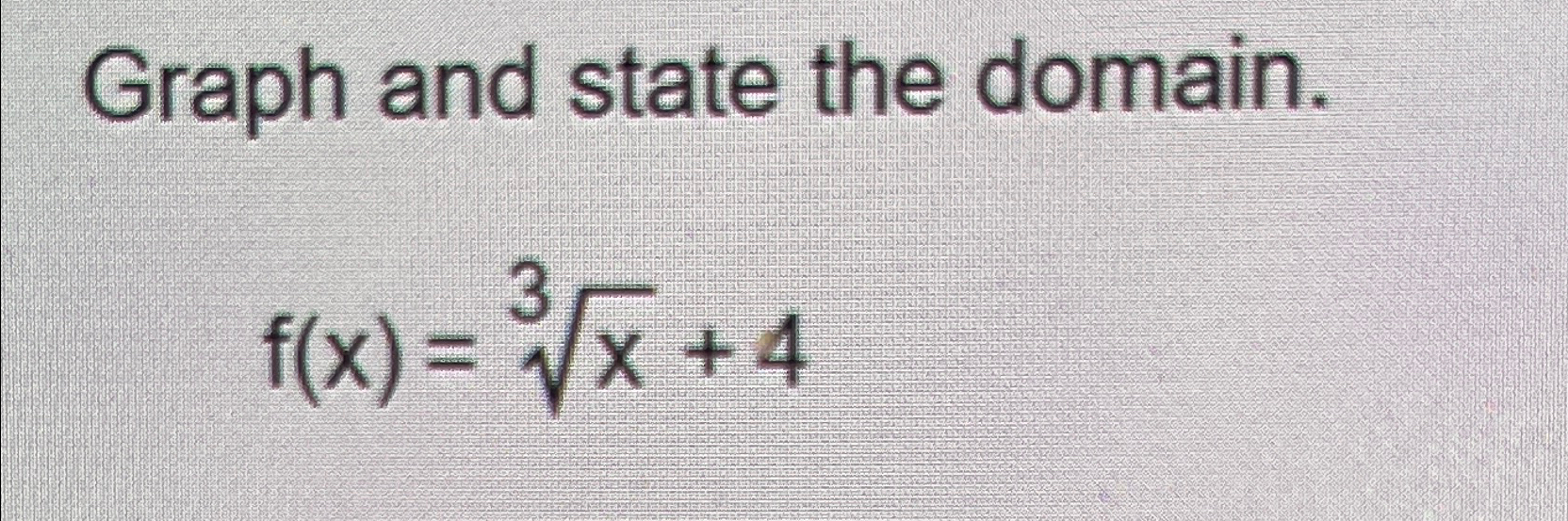 Solved Graph and state the domain.f(x)=x3+4 | Chegg.com