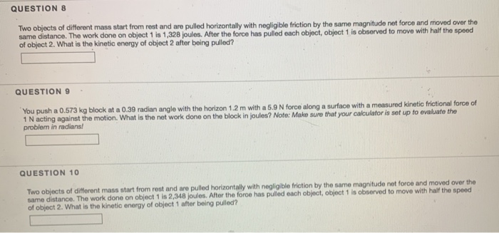 Solved QUESTION 8 Two objects of different mass start from | Chegg.com