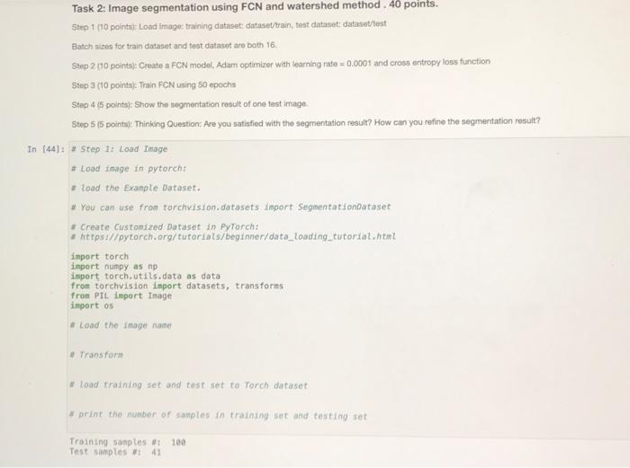 Solved Task 2: Image segmentation using FCN and watershed | Chegg.com