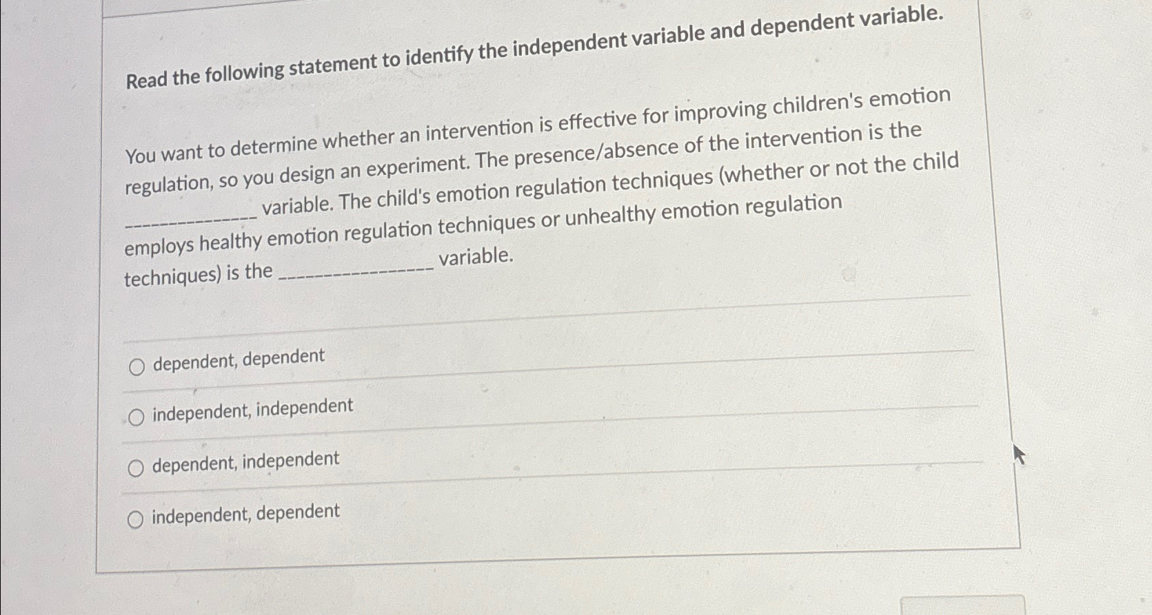 Solved Read the following statement to identify the | Chegg.com