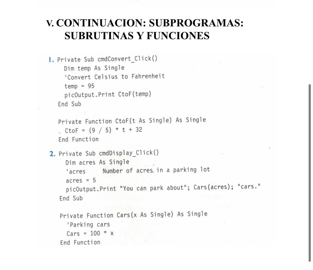 Solved V. ﻿CONTINUACION: SUBPROGRAMAS: SUBRUTINAS Y | Chegg.com