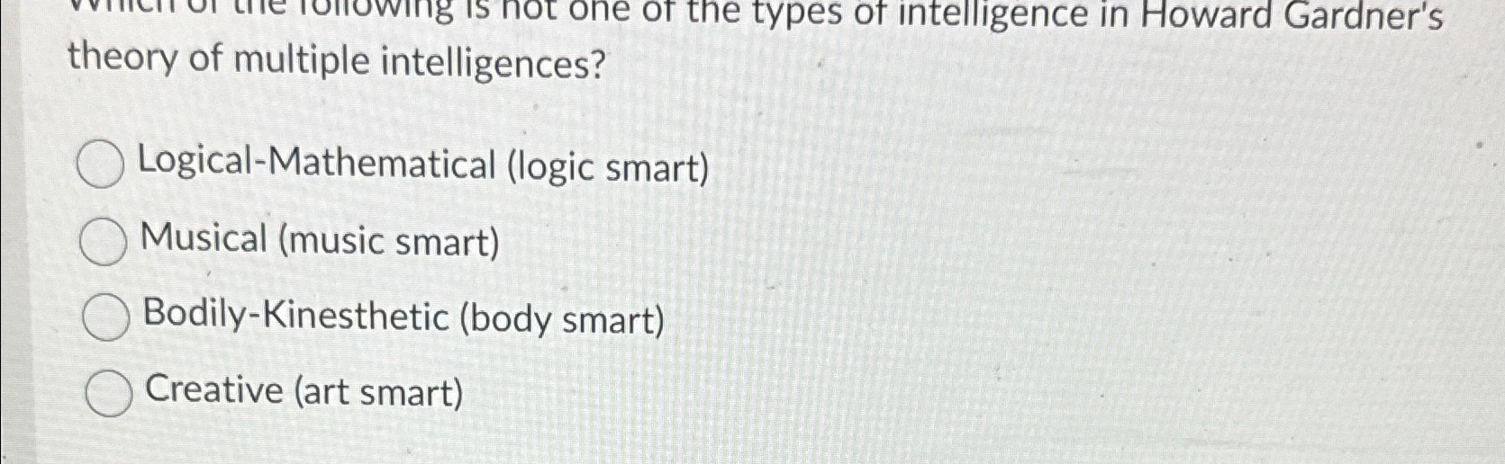 Solved theory of multiple intelligences?Logical-Mathematical | Chegg.com